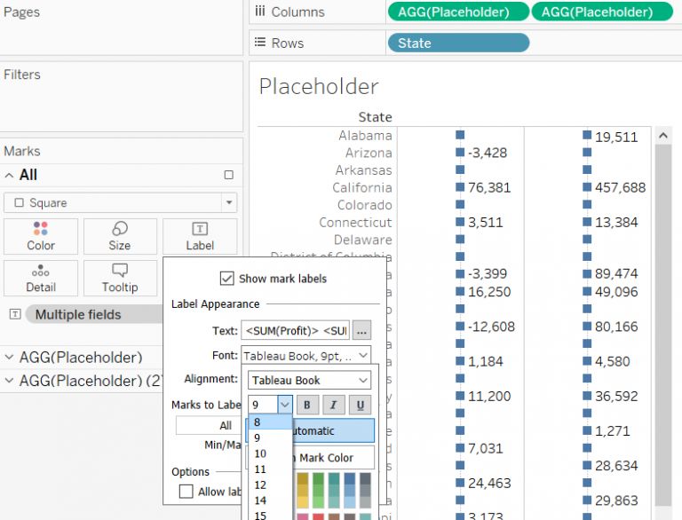 Tableau Placeholder - conditional format table - TAR Solutions